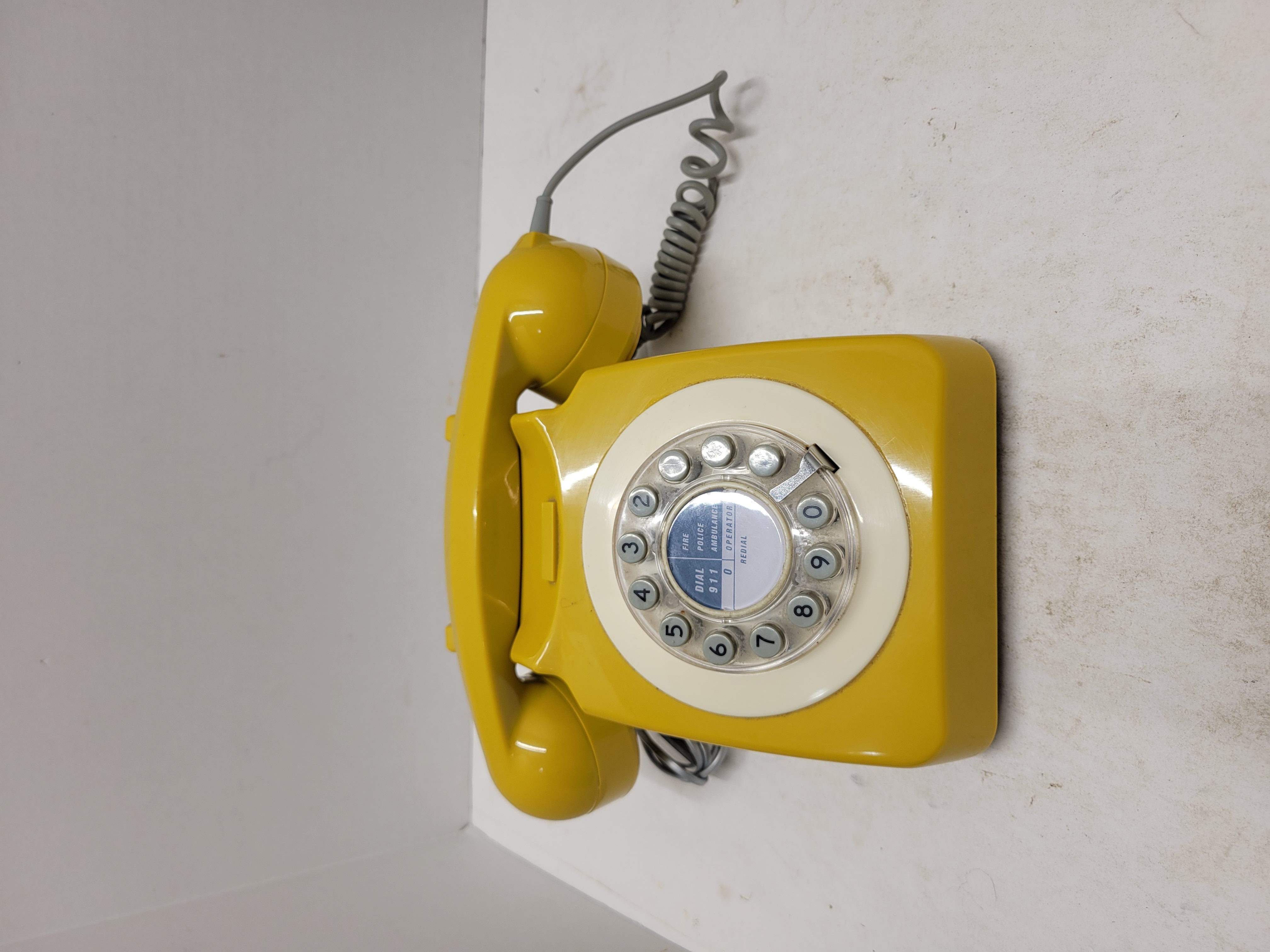 746 Push Button Yellow Mustard Telephone Vintage Retro Style Phone