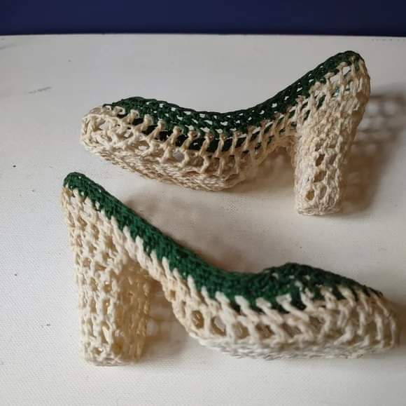 50's Crochet Miniature High Heel Shoes