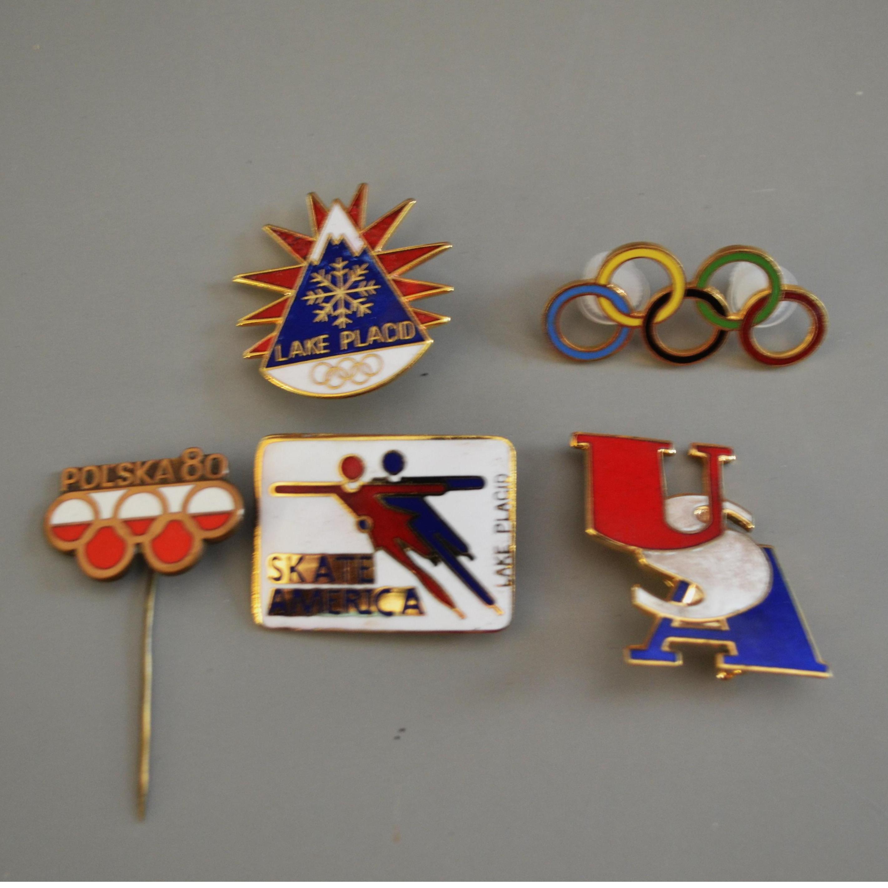 Set Of 5 Winter Olympic Pin 1980 Lake Placid NY Sports Collectibles ...