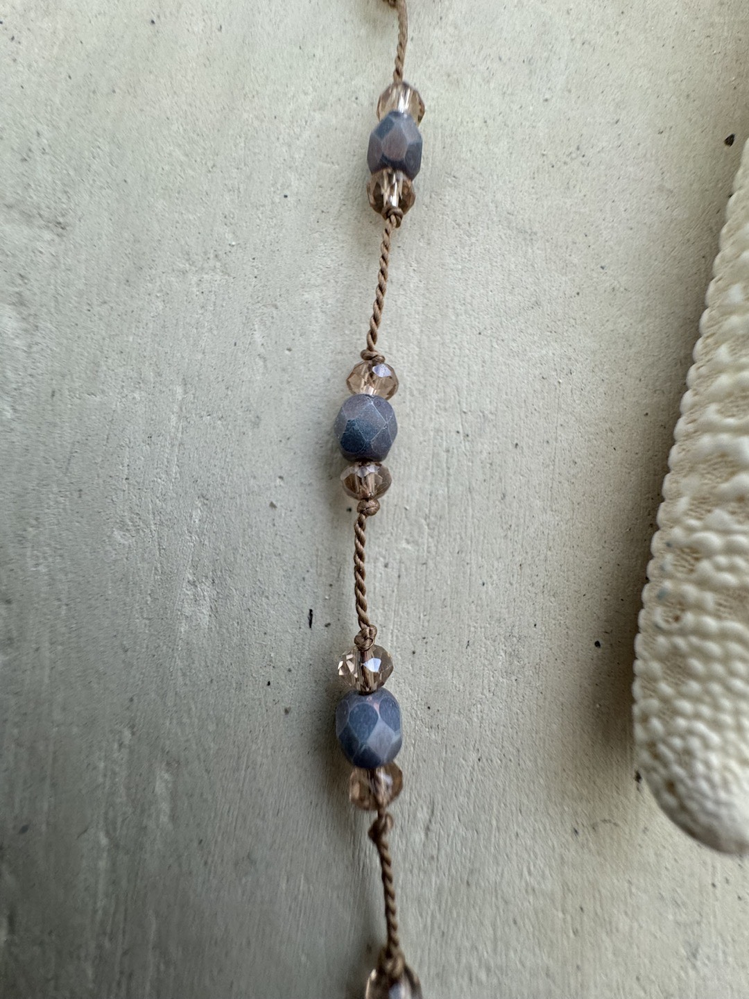 Floating Knotted Blue Bead And Glad Crystal Necklace 18 1/2” 2 ...
