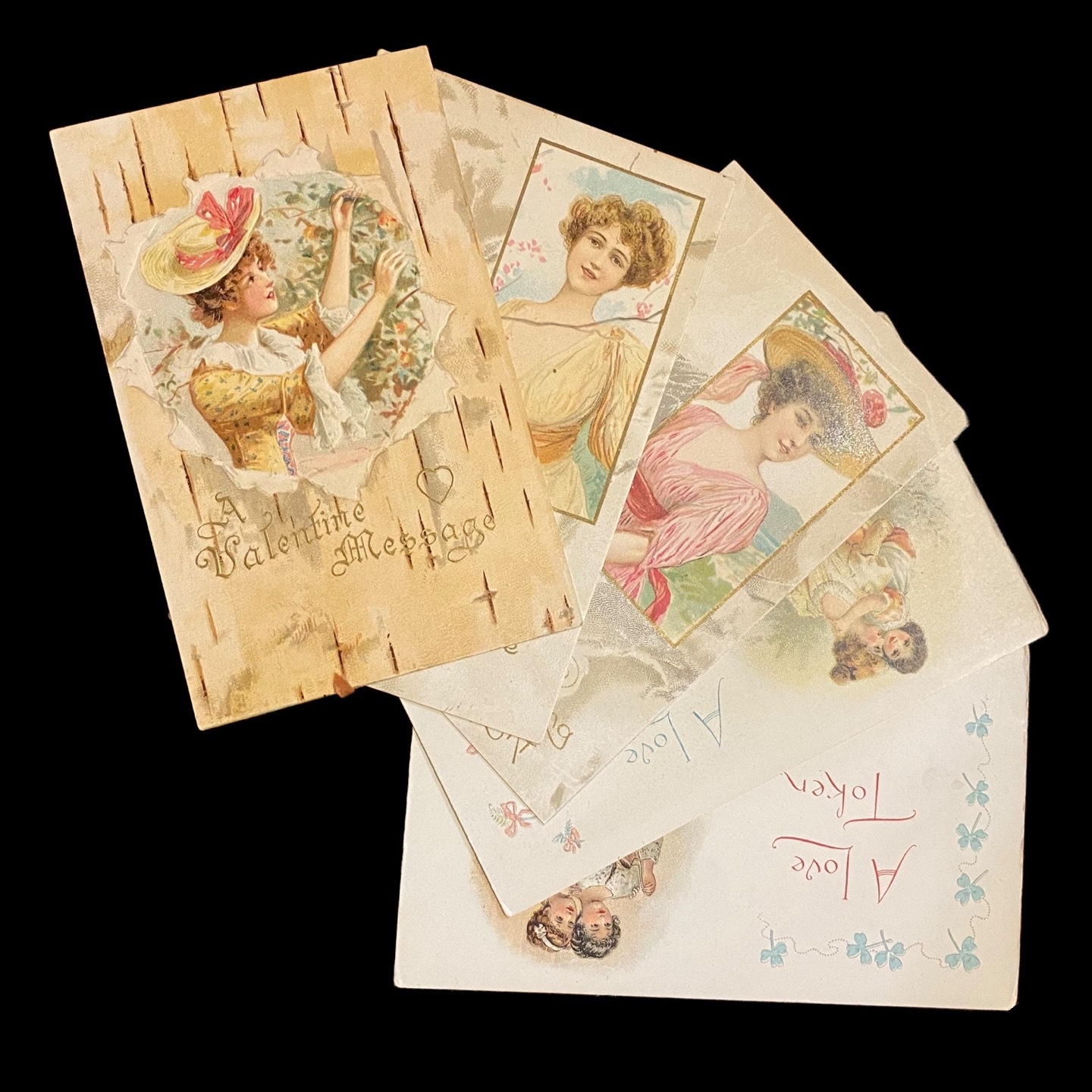 Antique Postcard Lot Of 5: Pretty Ladies