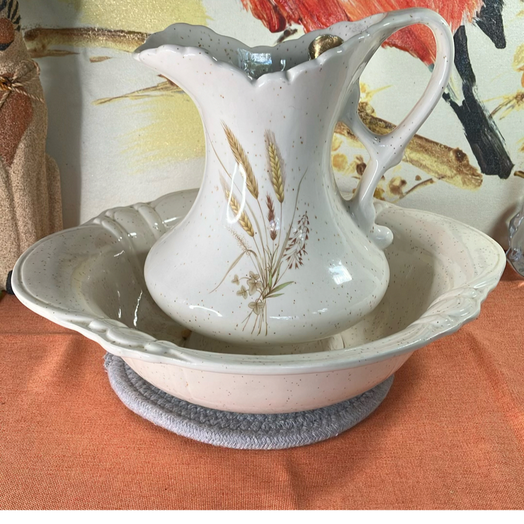 Treasure Craft Wheat Pitcher With Basin - (Check Shipping)