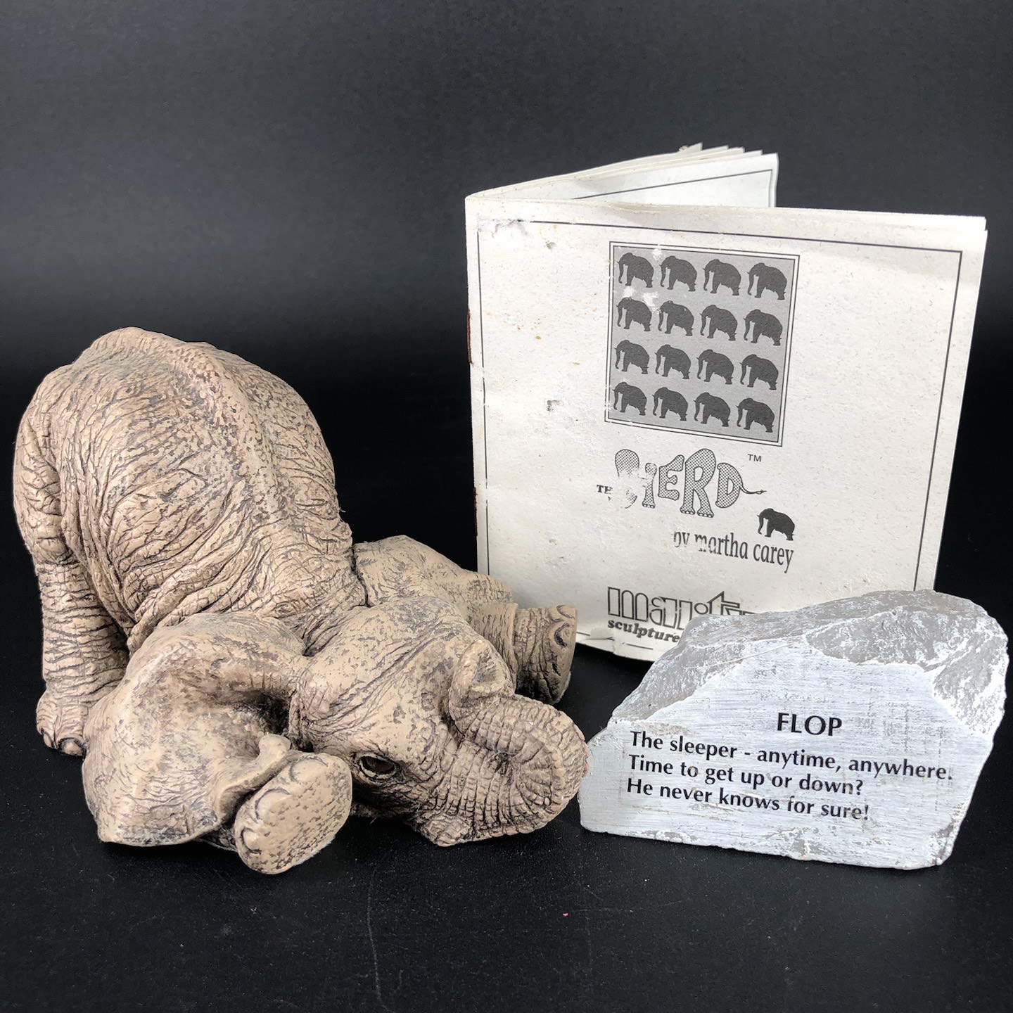 The Herd by Martha Carey “Flop" Baby Elephant Figurine Sculpture w/ Box