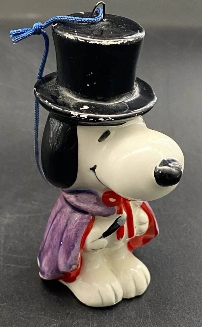 Vintage 1966 Ceramic Snoopy Magician Christmas Ornament 3” Tall Peanuts ...