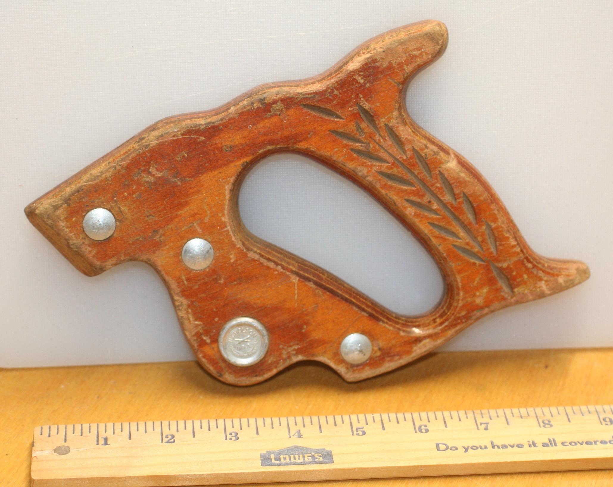 Decorated Vtg NICHOLSON Saw Handle/Tote for Restoration