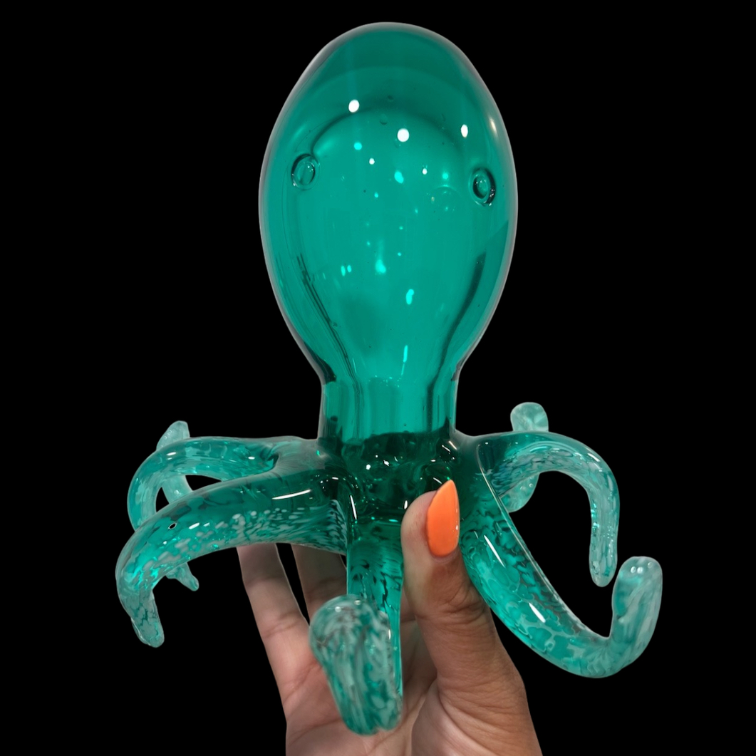 Art Glass Teal Octopus