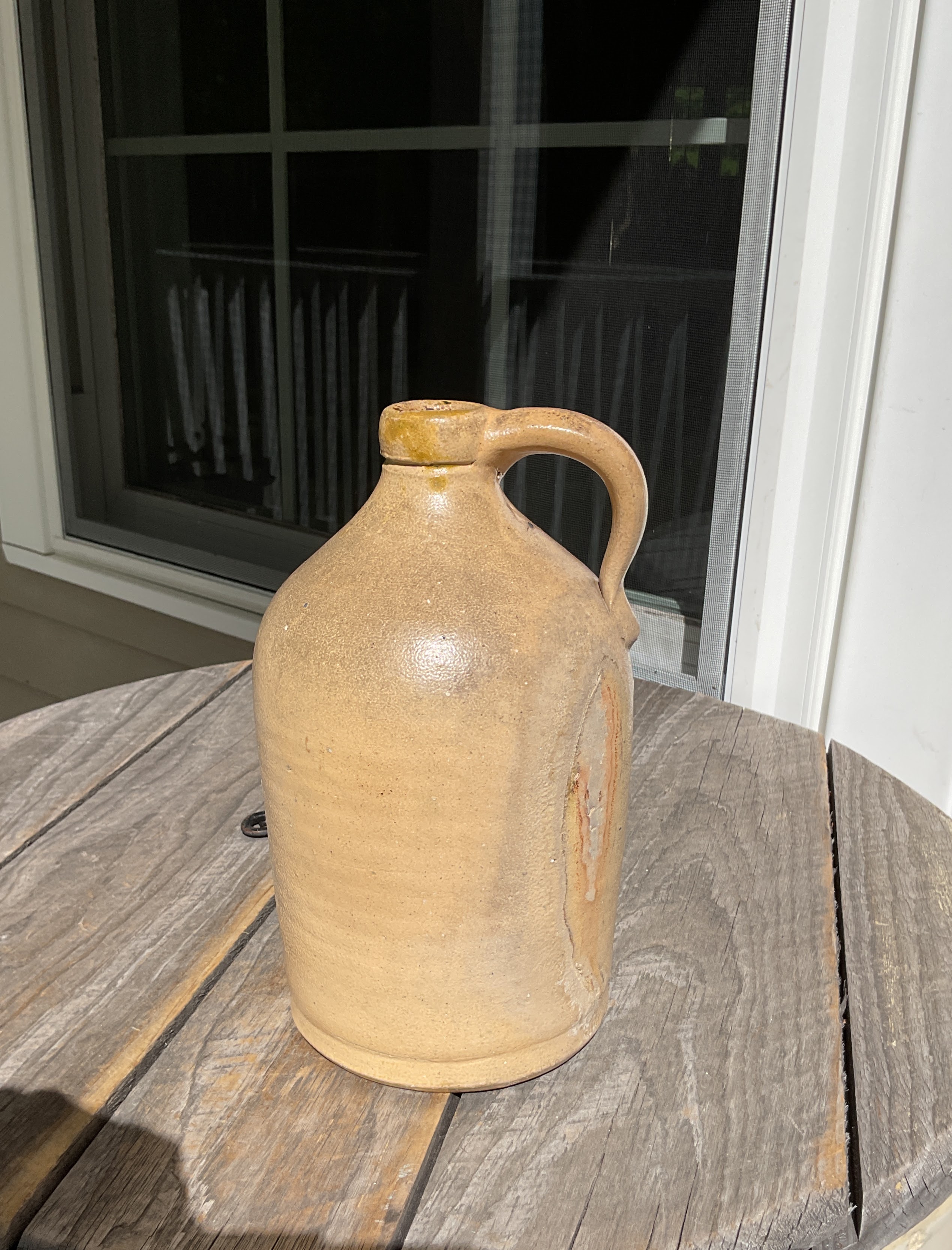 Antique Salt Glaze Stoneware Jug Strap Handle 9.25" H Country Rustic ...