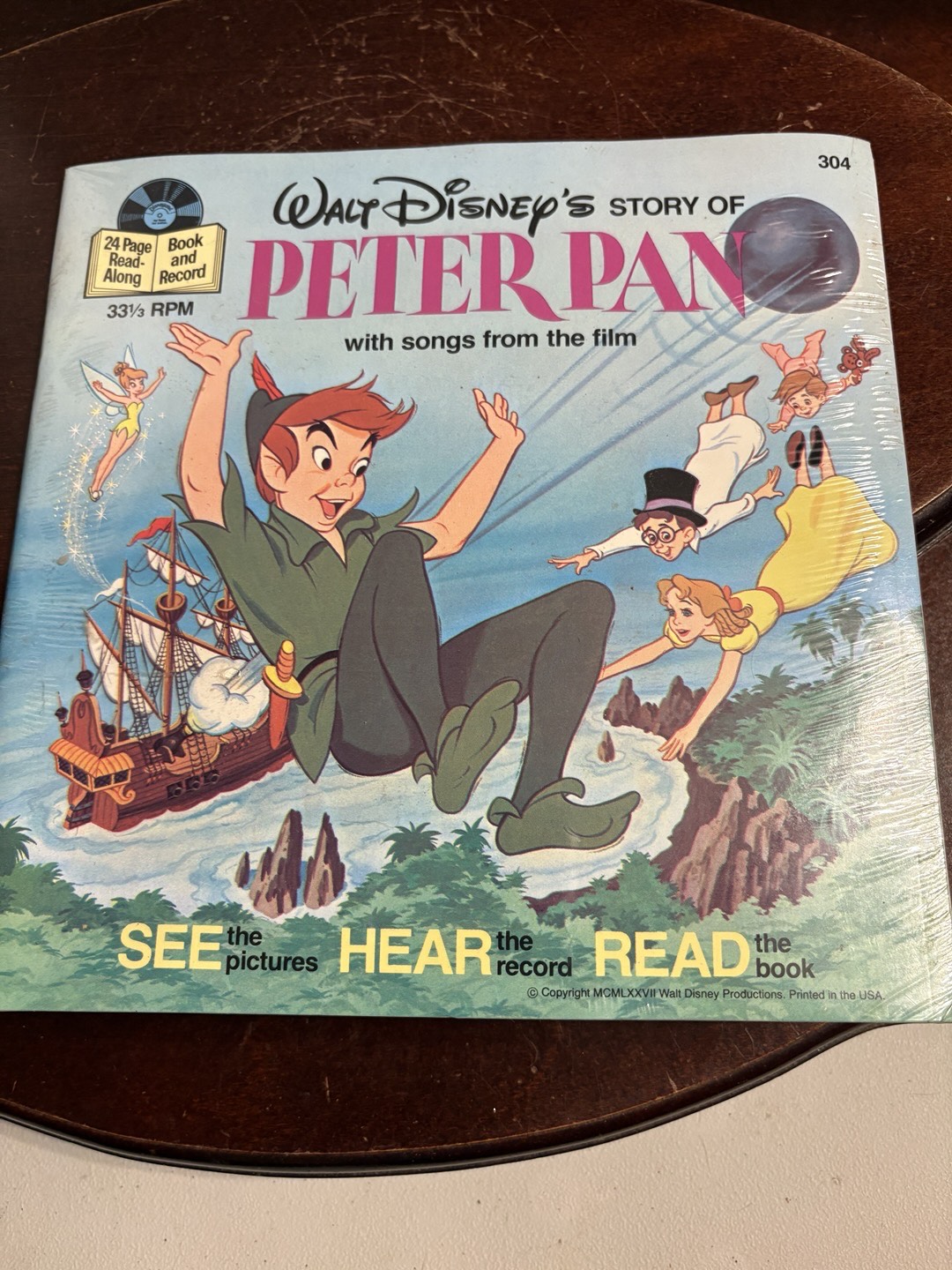NEW 1977 Walt Disney's Story of Peter Pan 33-1/3 RPM Record and Read ...