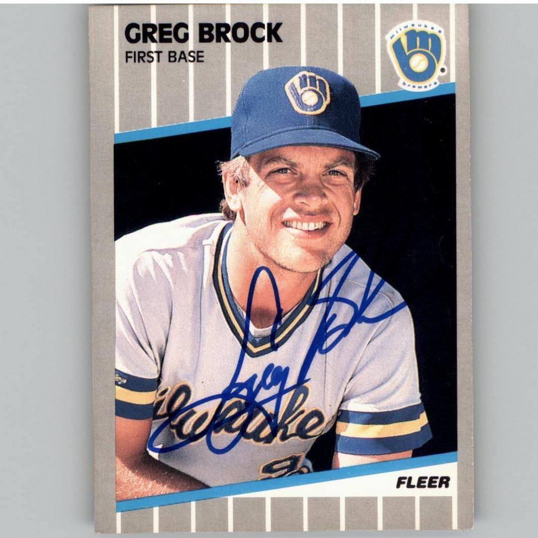 Greg Brock Signed Milwaukee Brewers 1989 Fleer Baseball Card #181