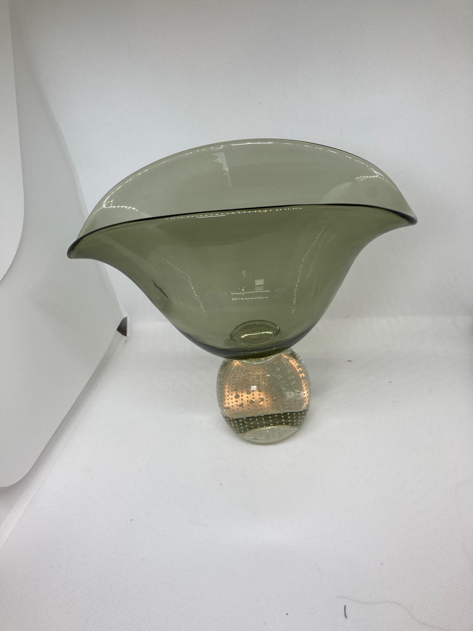 Carl Erickson (1899-1966) Paperweight vase Controlled bubbles MCM art glass