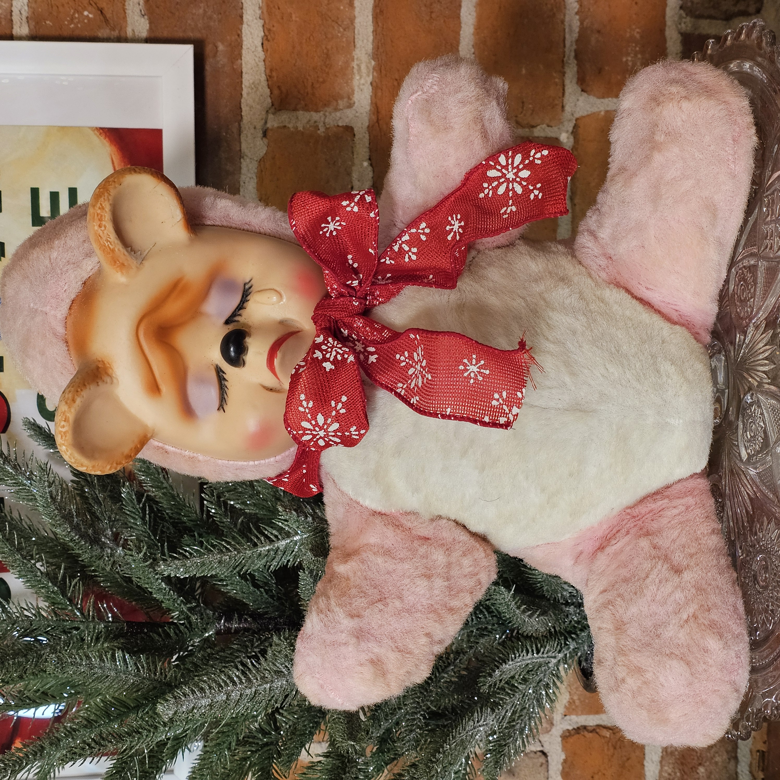 Vintage 1950s Knickerbocker Pink Pouting Teddy Bear w/ Rubber Face Mid ...