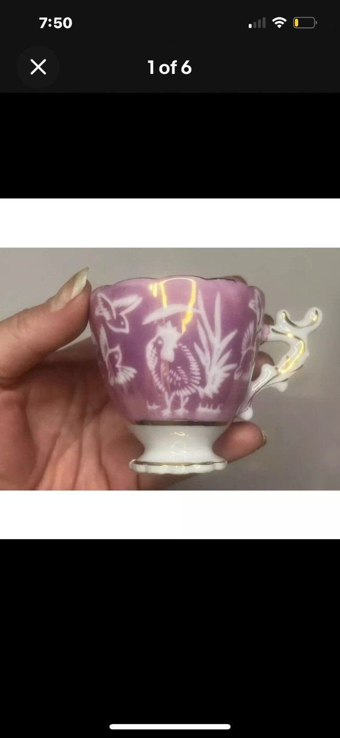 Japanese Shafford Vintage Tea Cup and Saucer Pink Gold Birds