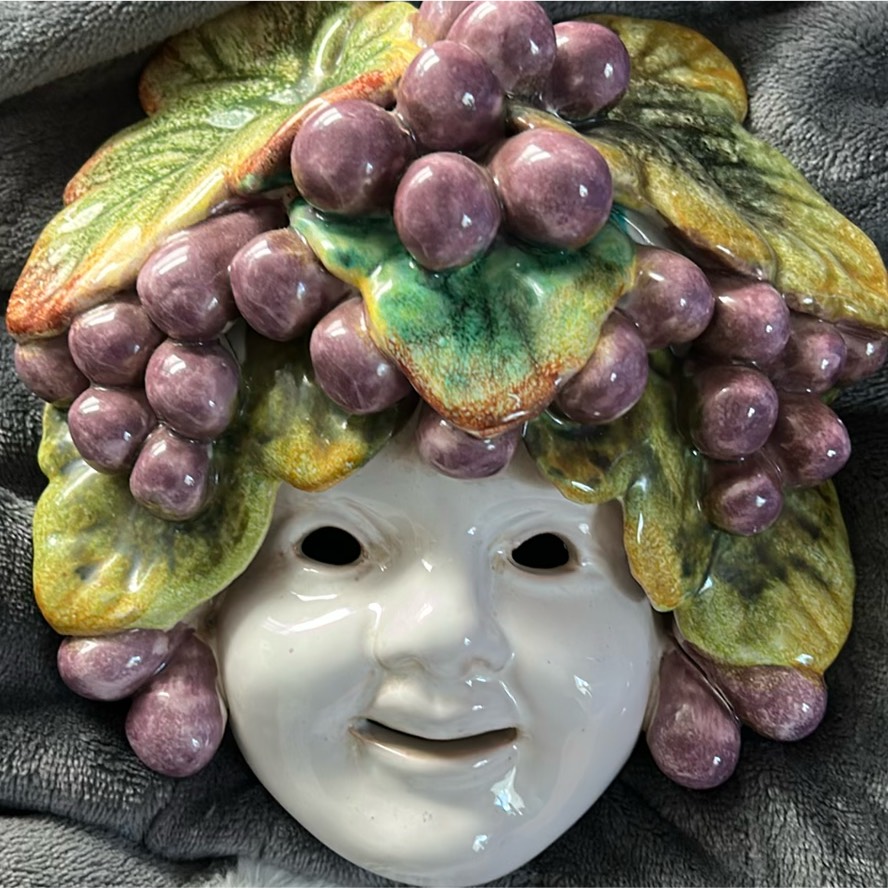 Majolica Italian Wall Mask About 8.5 Inches Vintage
