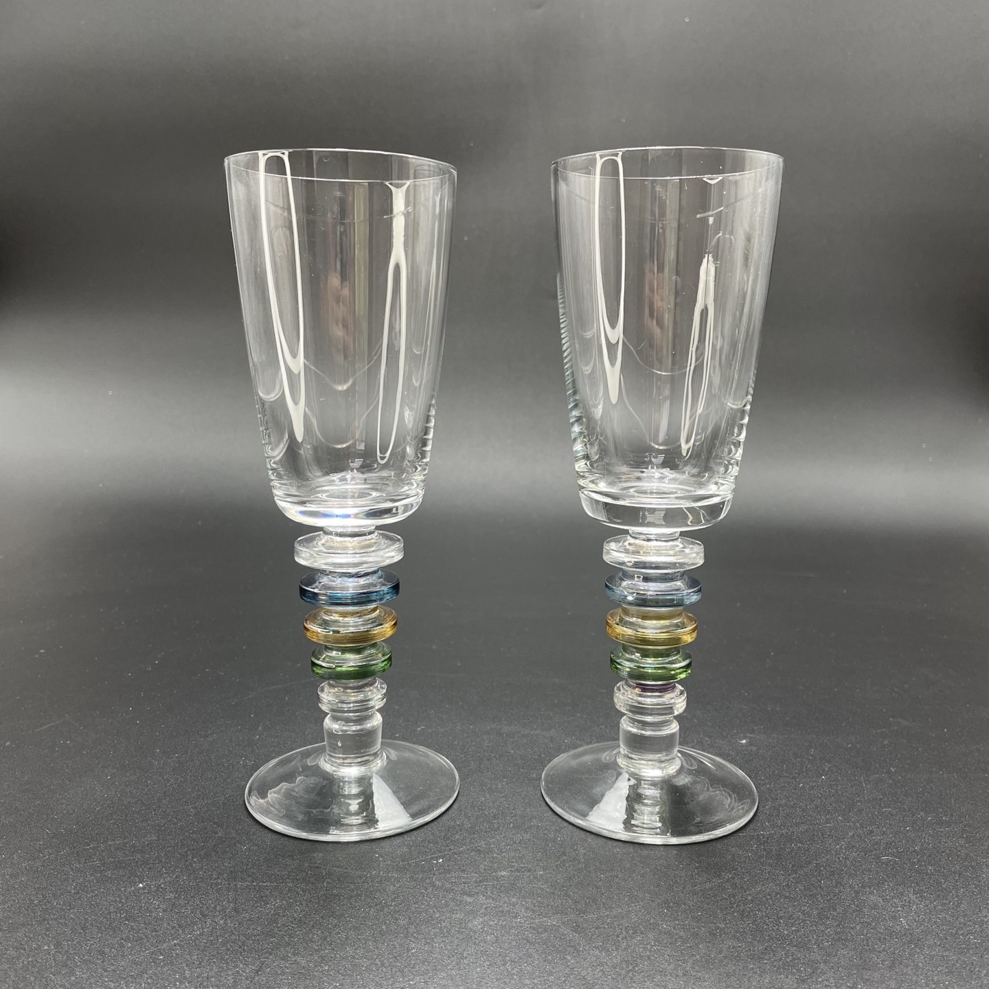 Polish Block Crystal Carnival Wine Water Goblets Hand Cut Blown Glass ...