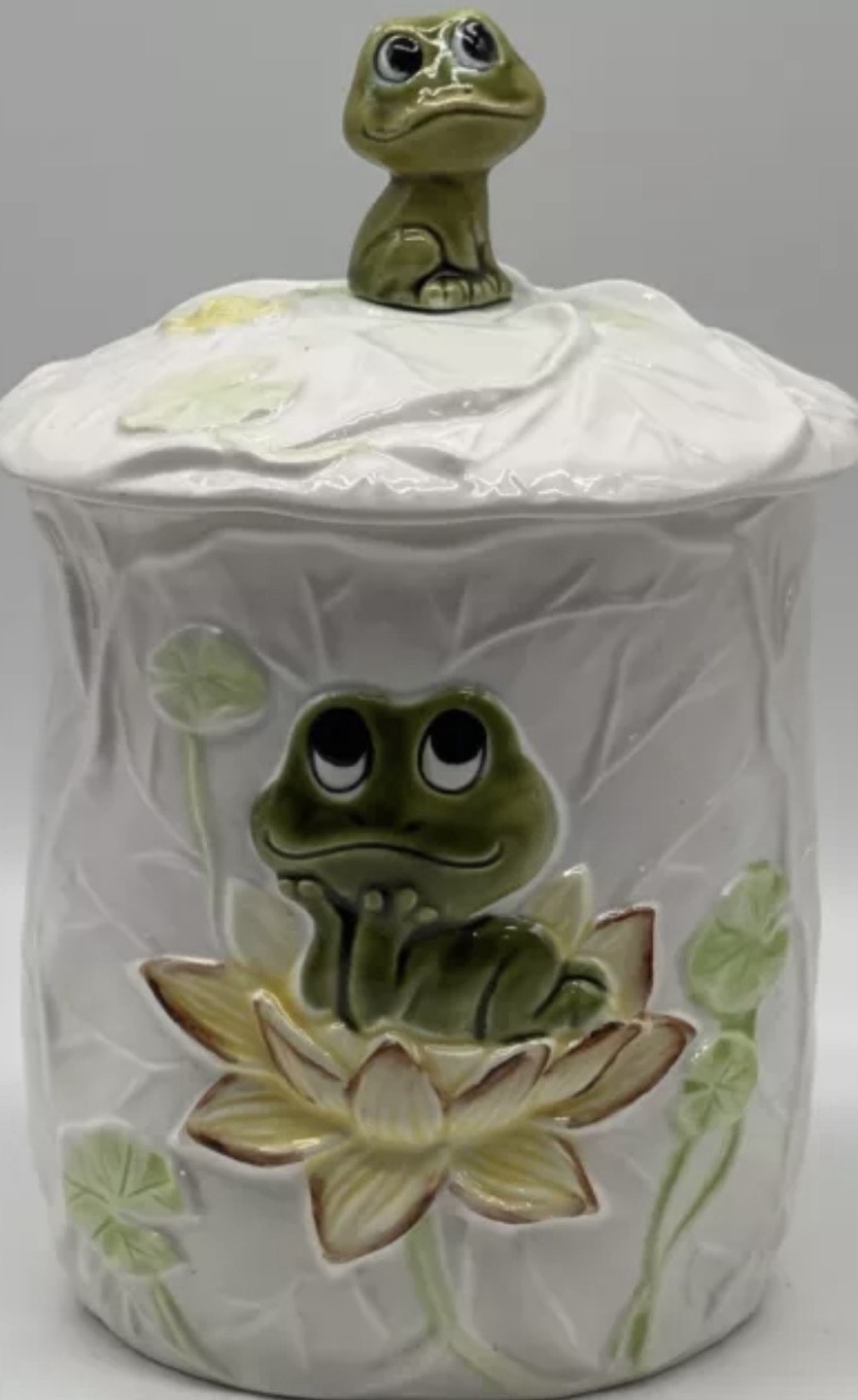 Vintage Japan Neil The Frog 5” Canister Kitschy Anthropomorphic Sears ...