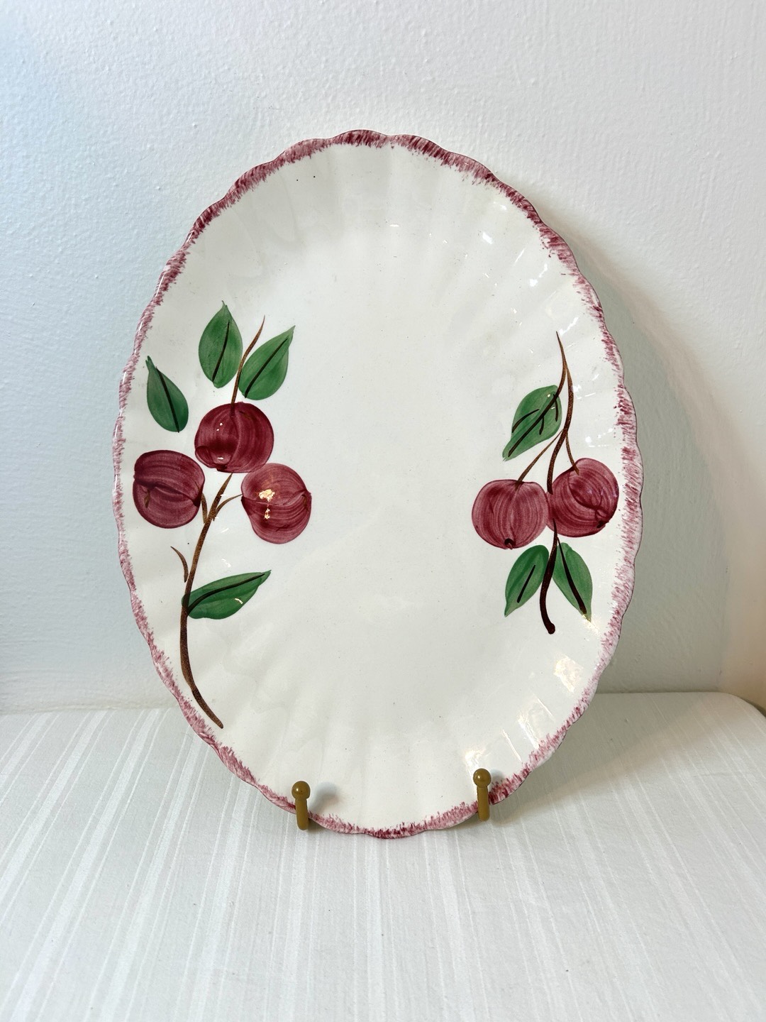 BLUE RIDGE SOUTHERN POTTERY Large Serving Platter Crab Apple Pattern 1940’s