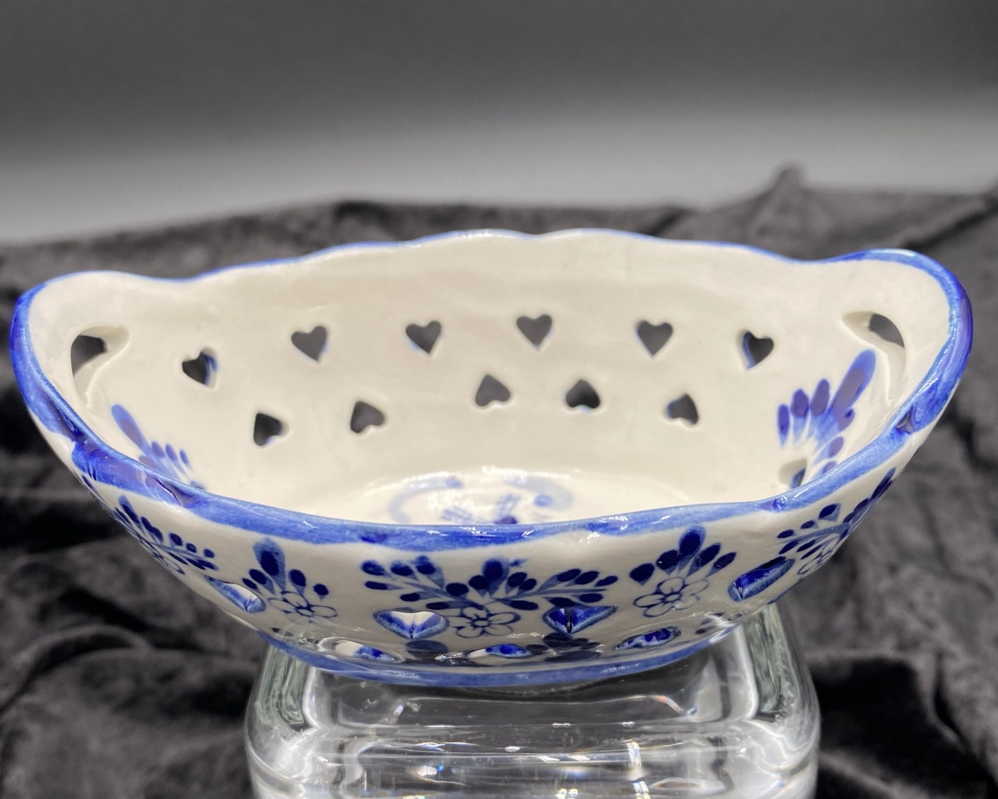 Vintage Delft Blue Dutch Oval Trinket Dish, Windmill Scene, Reticulated ...