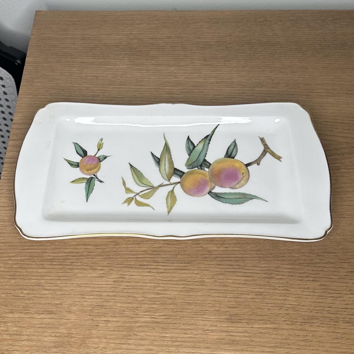 Royal Worcester 1974 Arden Sandwich Tray 13x6 Hand Painted Bone China