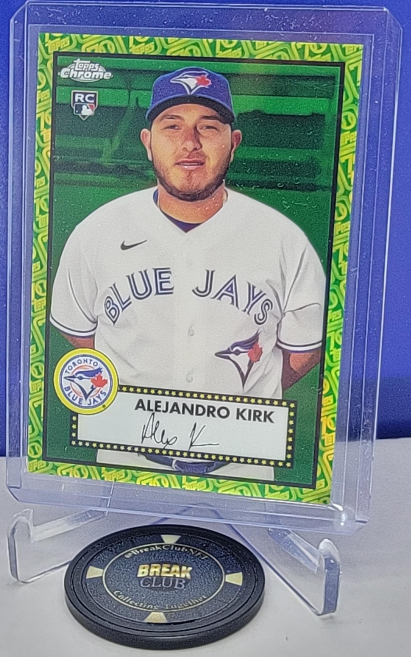 Alejandro Kirk 2021 Topps Chrome Platinum Green Yellow 70th Refractor ...