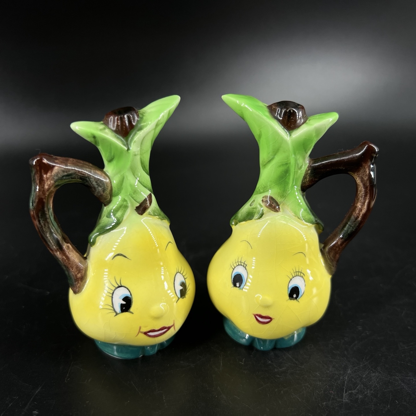 Anthropomorphic Lemon Kitschy Salt Pepper Shakers