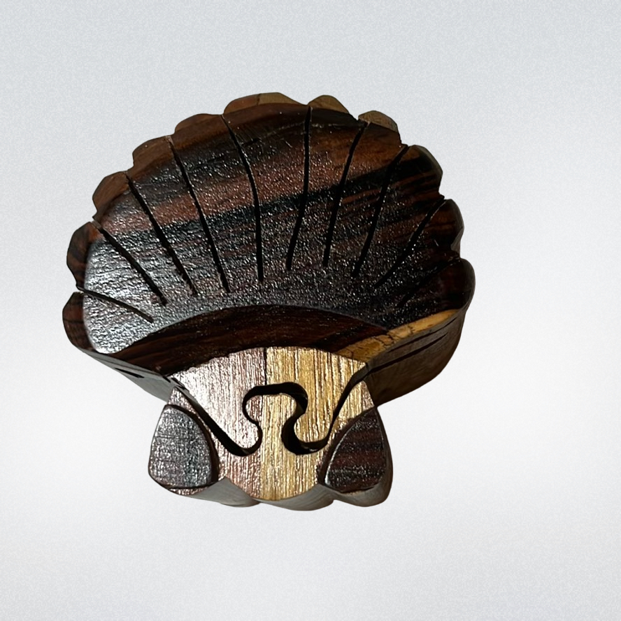 Hardcarved Scallop Shell Puzzle Box.