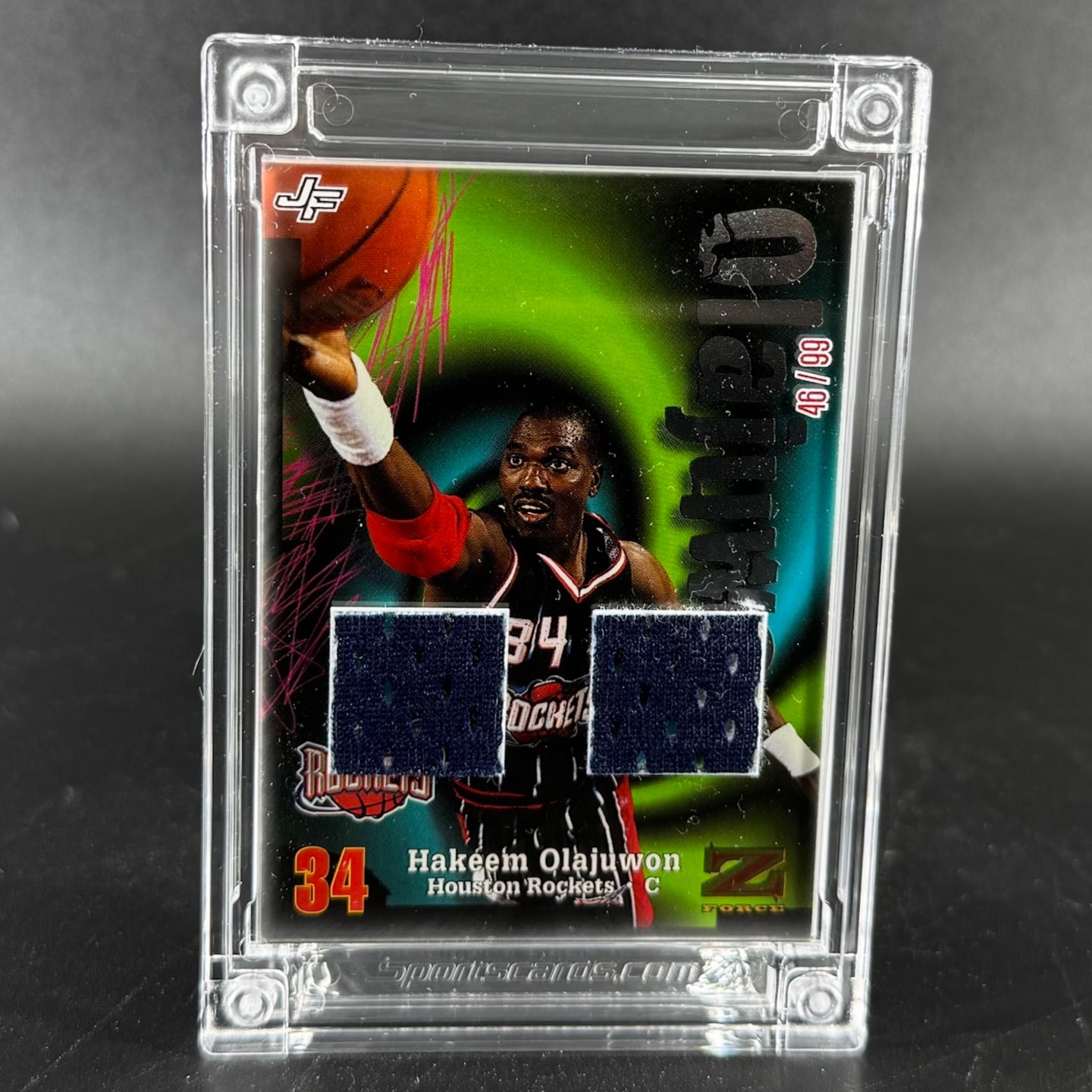 Hakeem Olajuwon Houston Rockets 46/99 Jersey Fusion Game Used Encased ...