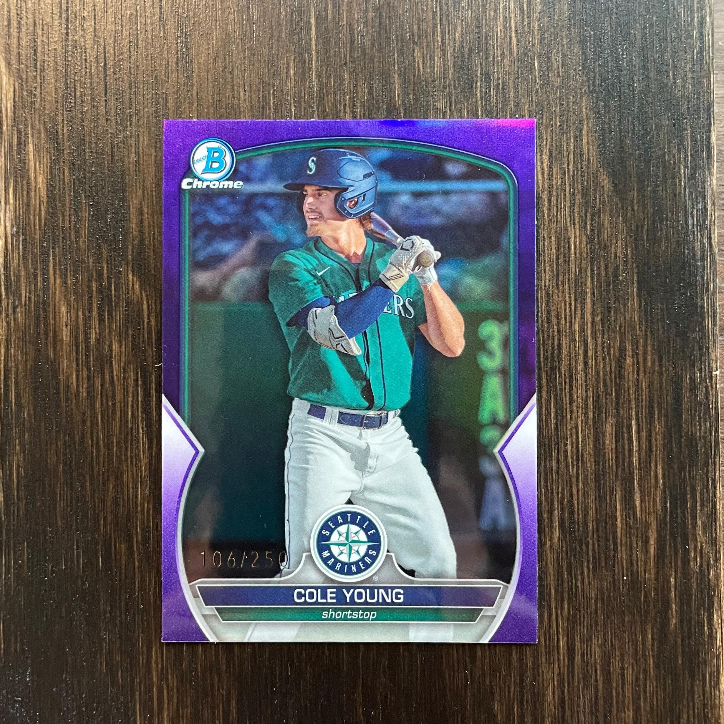 Cole Young (Seattle Mariners) 2023 Bowman Draft Chrome Purple Parallel ...