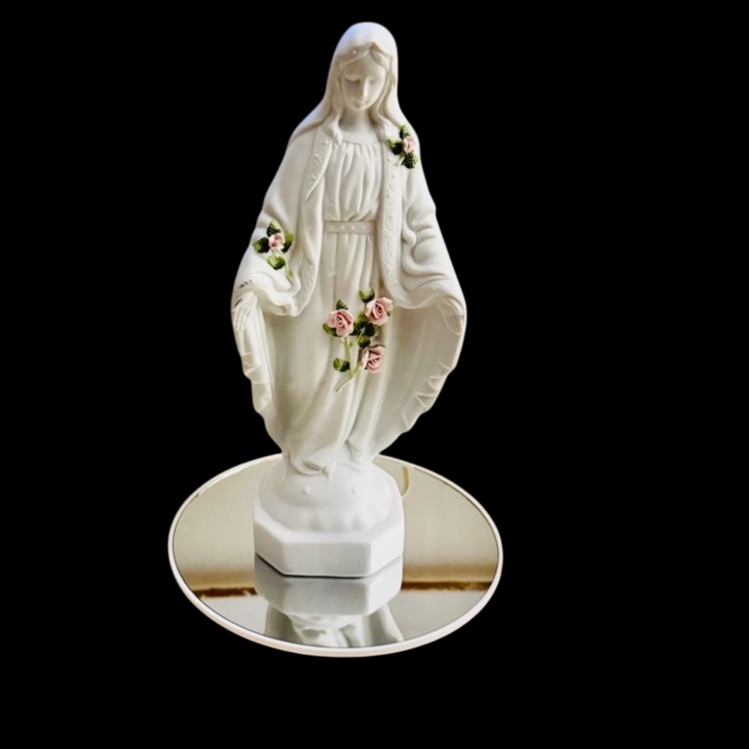 1991 Roman Inc Our Lady of Grace Virgin Mary Porcelain Bisque Light Up ...
