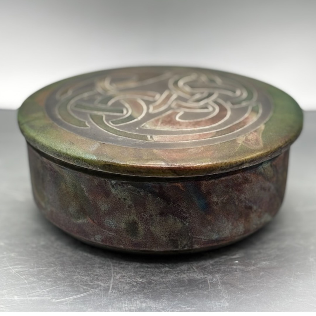 Vintage Art Pottery Raku Stephan Roy Signed Lidded Bowl