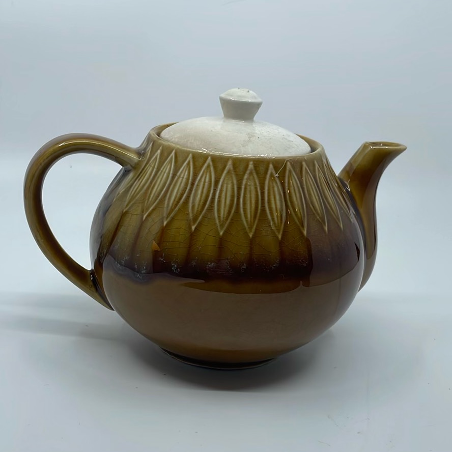 Vintage Ceramic Teapot Golden Brown With MCM Design Japan