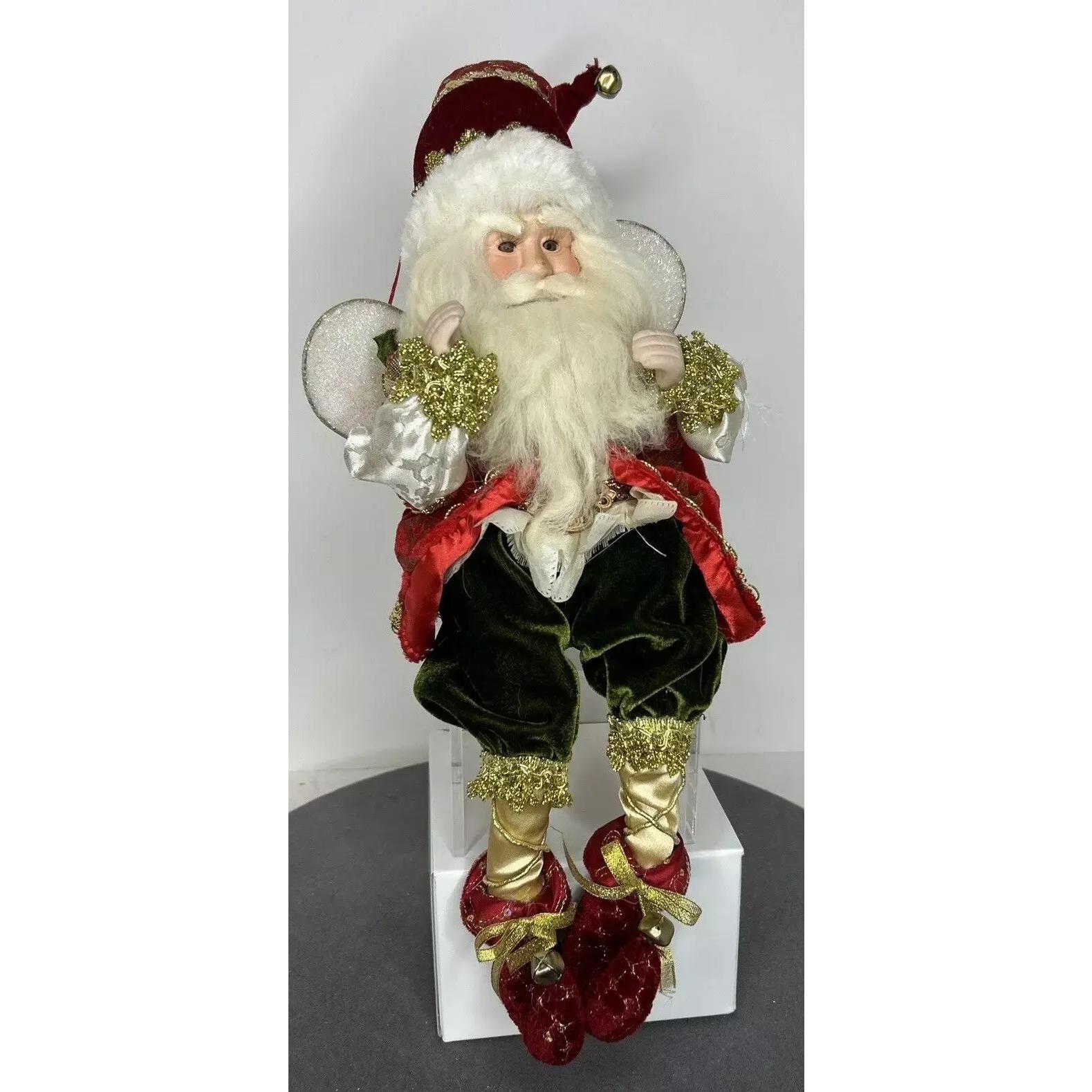 Santa Fairy Elf Shelf Sitter Embellished w/Bells 22” Christmas Decor ...