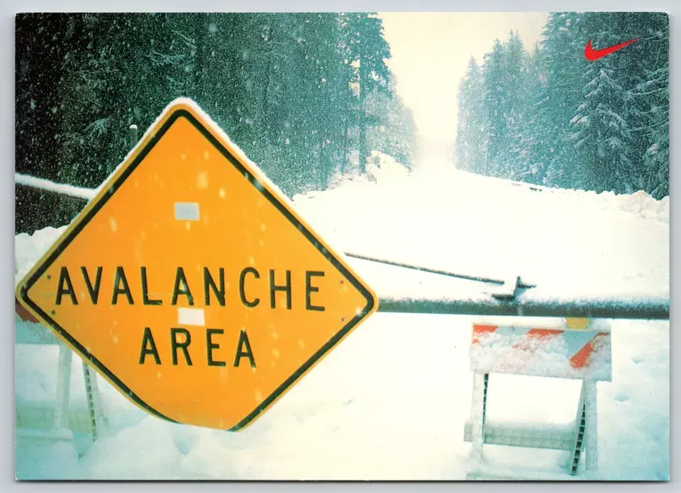 Postcard Avalanche Area Sign Air Terra Ptarmigan Nike Shoe Advertising ...