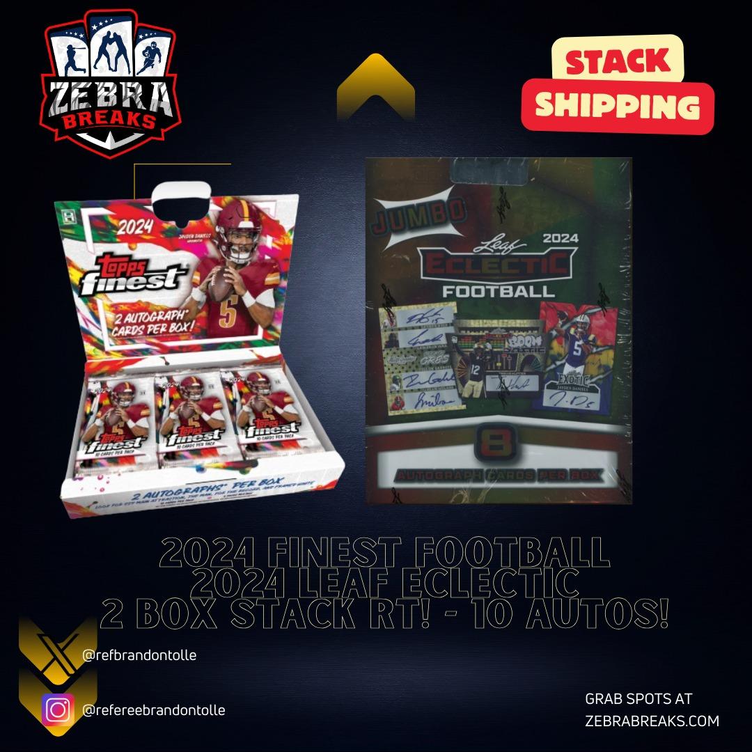 ZB 25183: 2024 Topps Finest Football/2024 Leaf Eclectic Jumbo 2 Box ...