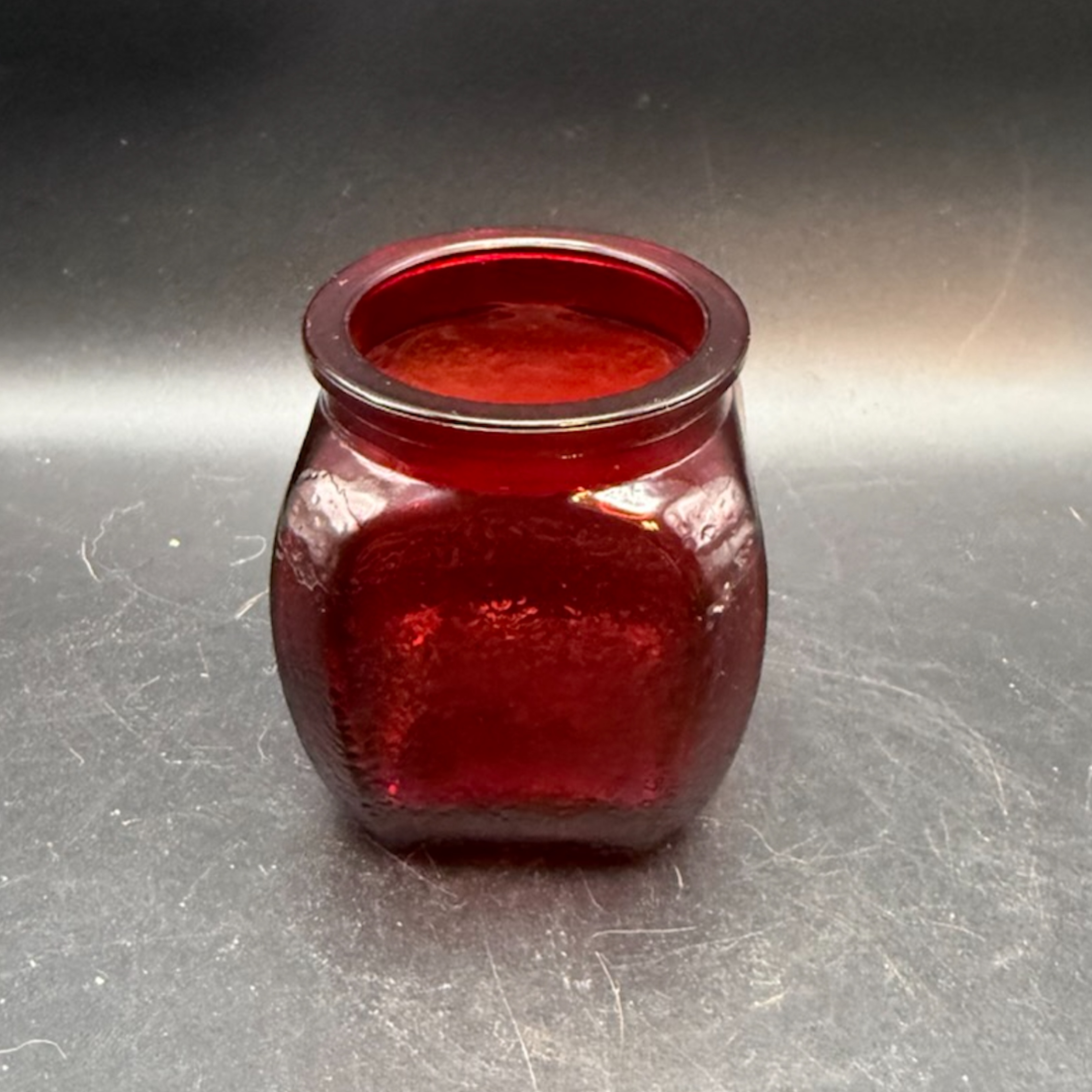Faceted Ruby Red Glass Jar