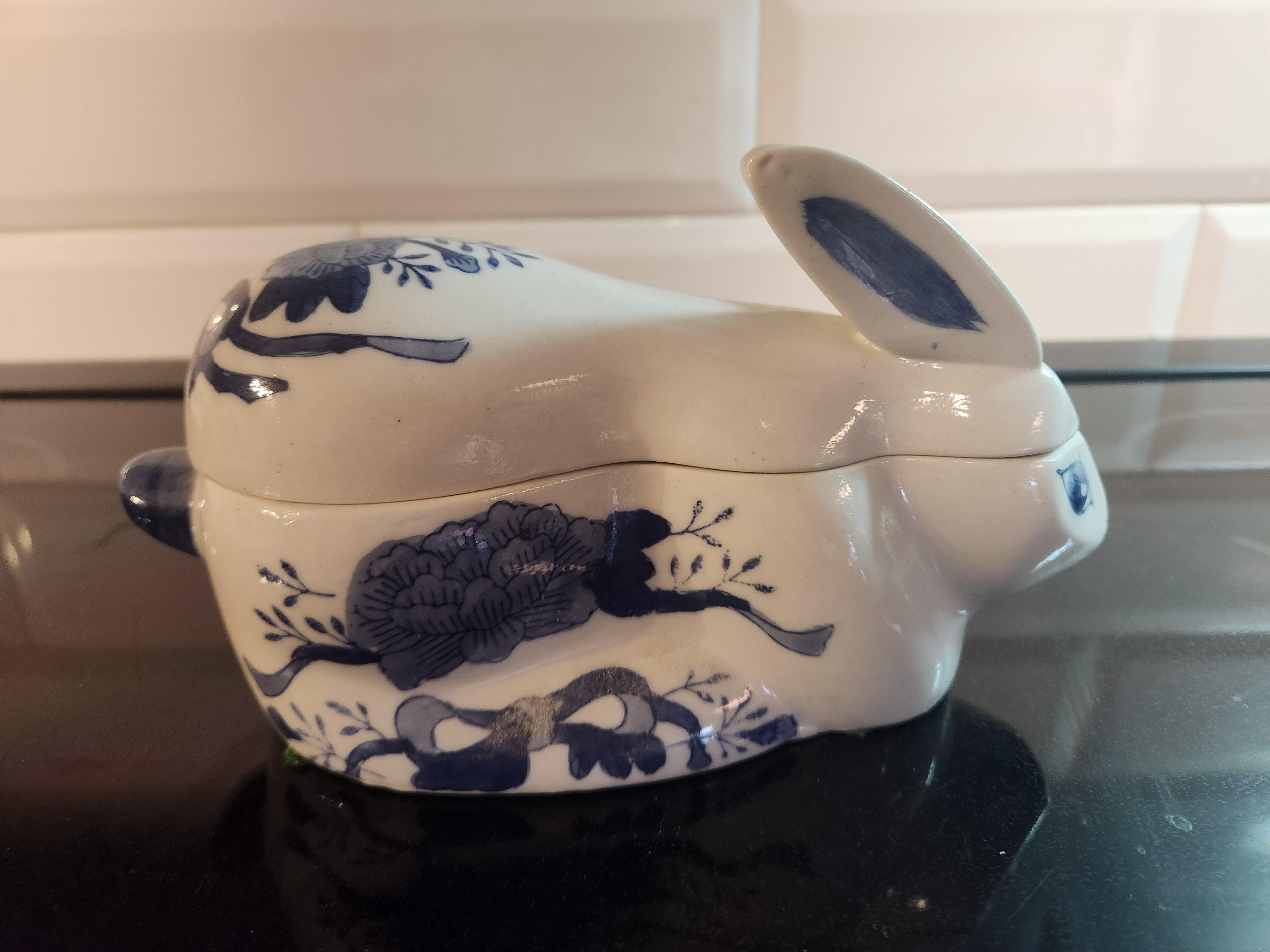 Vintage Bombay and Company Blue & White, Rabbit Vessel