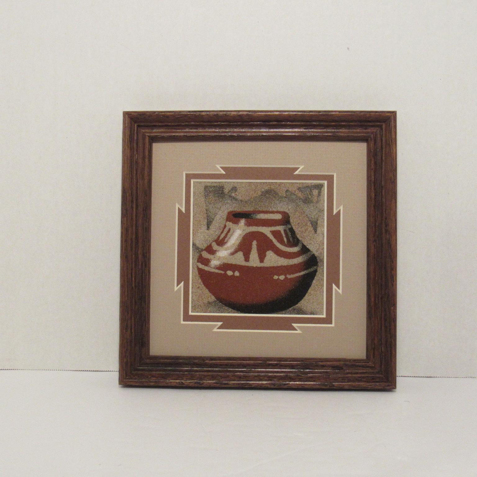 Authentic Navajo Sand Art, Framed Sandpainting by Herman Tyler Jr. 7"x7 ...