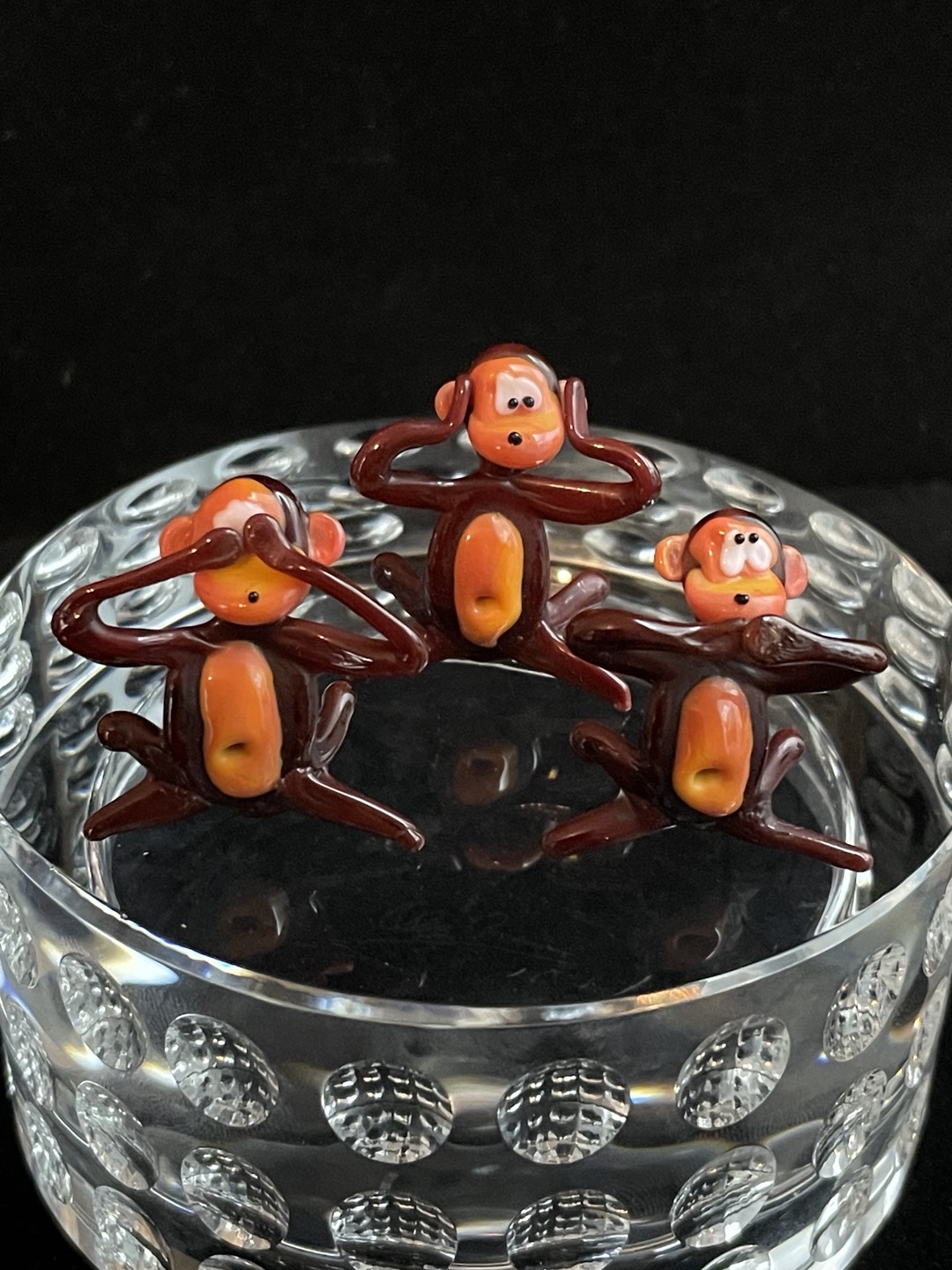 Art Glass Mini Monkey Figurine Hand Blown Lampwork Whimsical. See No ...