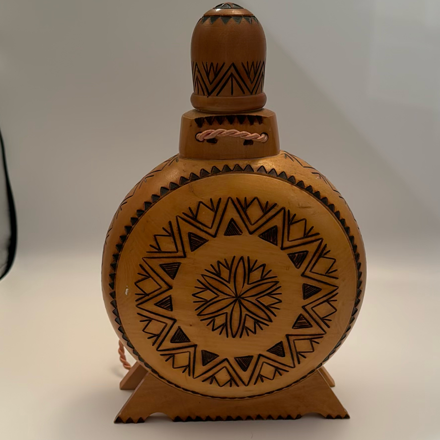Hand Carved Wooden Flask