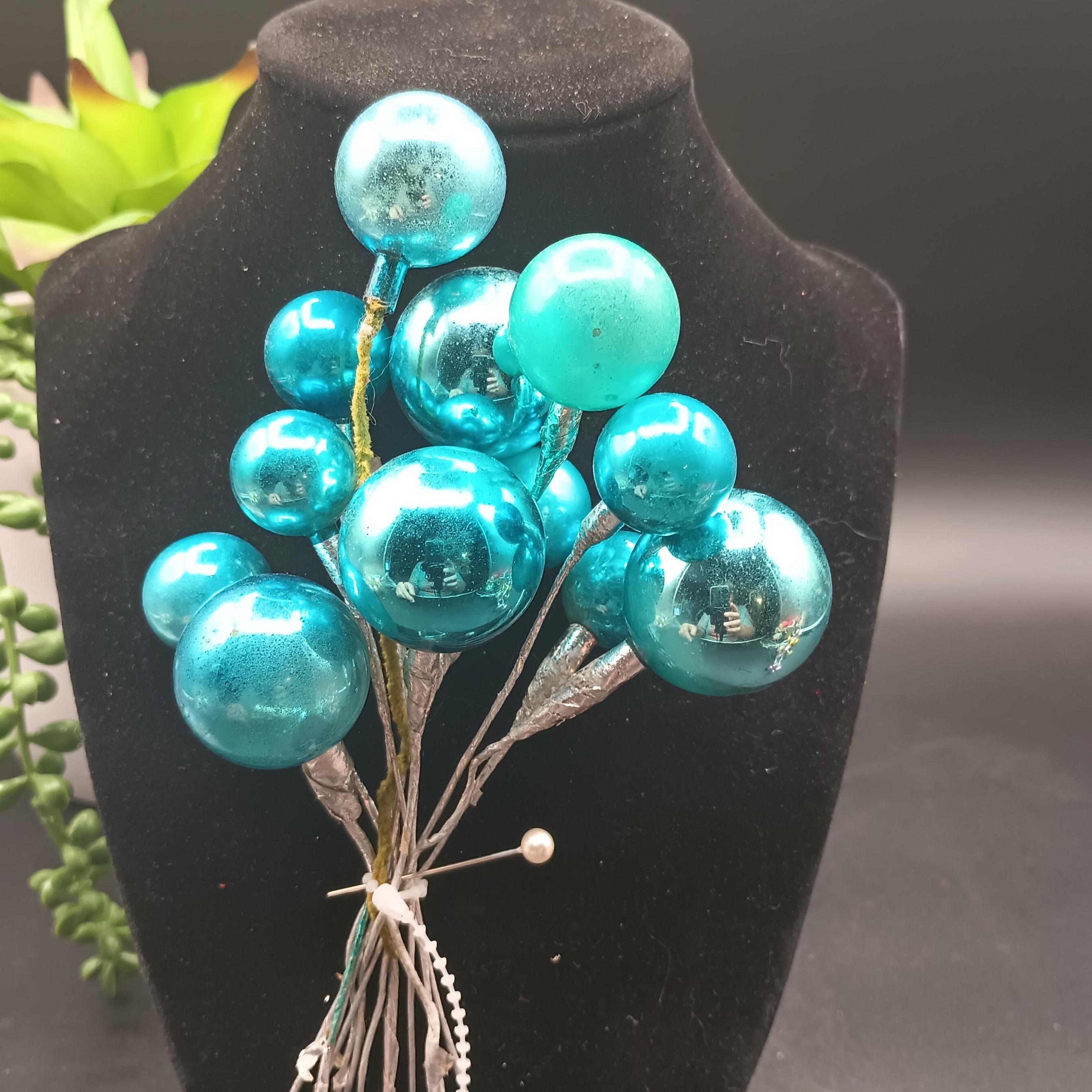 Vintage 12 Blue Mercury Glass Bead Sprays/Stems 3/4 in to 1 inch ...
