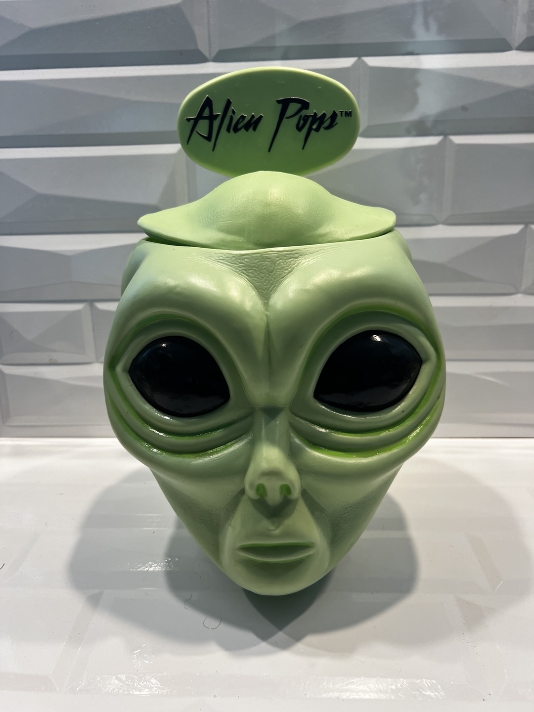 Vintage Alien Pops Green Alien Head Blow Mold Container Display 90s ...