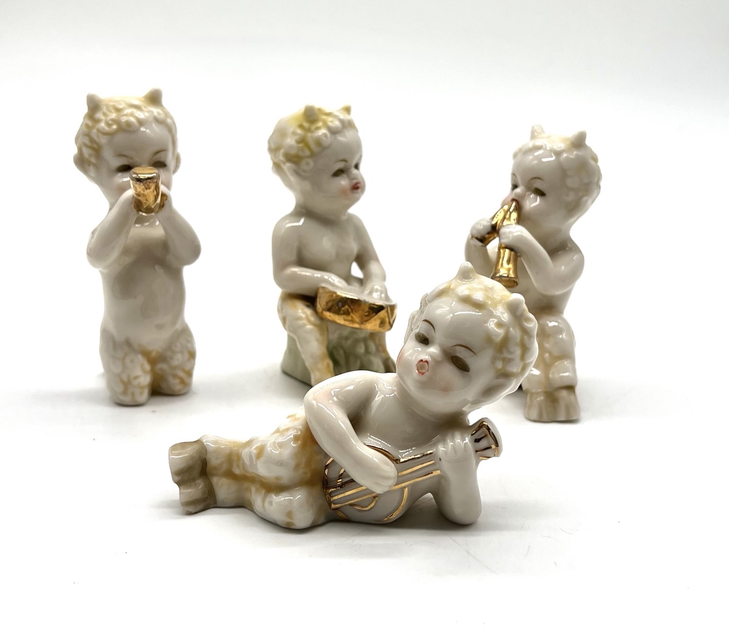 Rare Set Of 4 Porcelain Ardalt Satyr Faun 6655 Figurines Playing ...