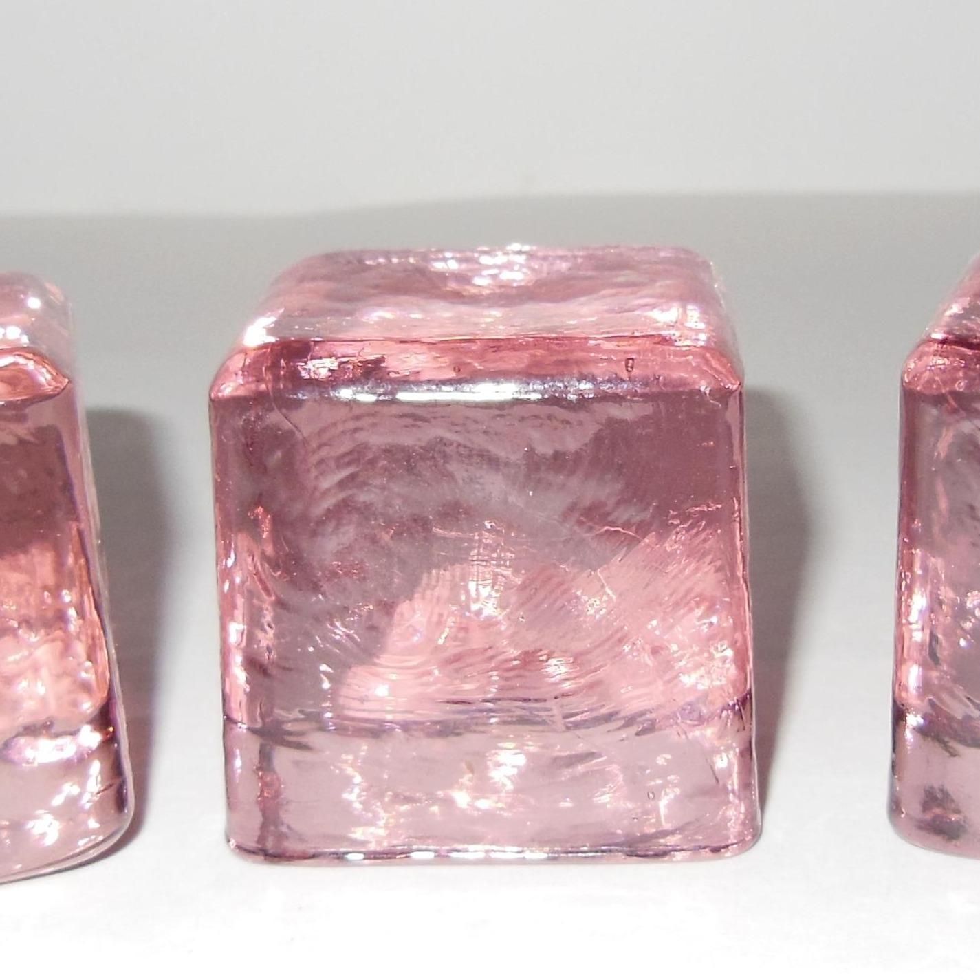 1/ONE Vintage MCM Art Glass PINK ICE Cube Paperweight