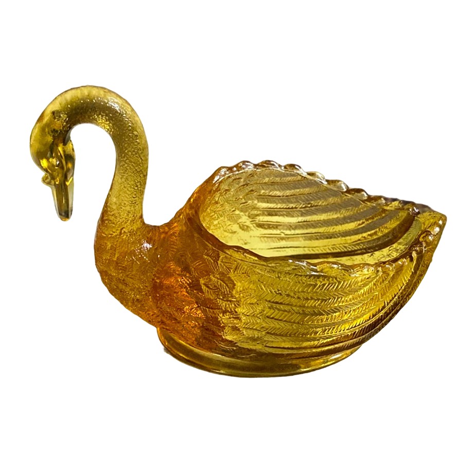 Vintage Amber Swan Salt Cellar