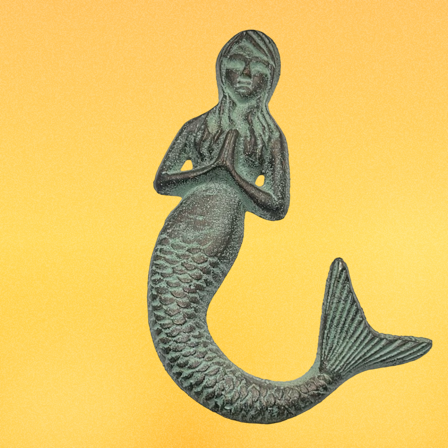 01. Cast Iron Mermaid Wall Hanging 7" Long