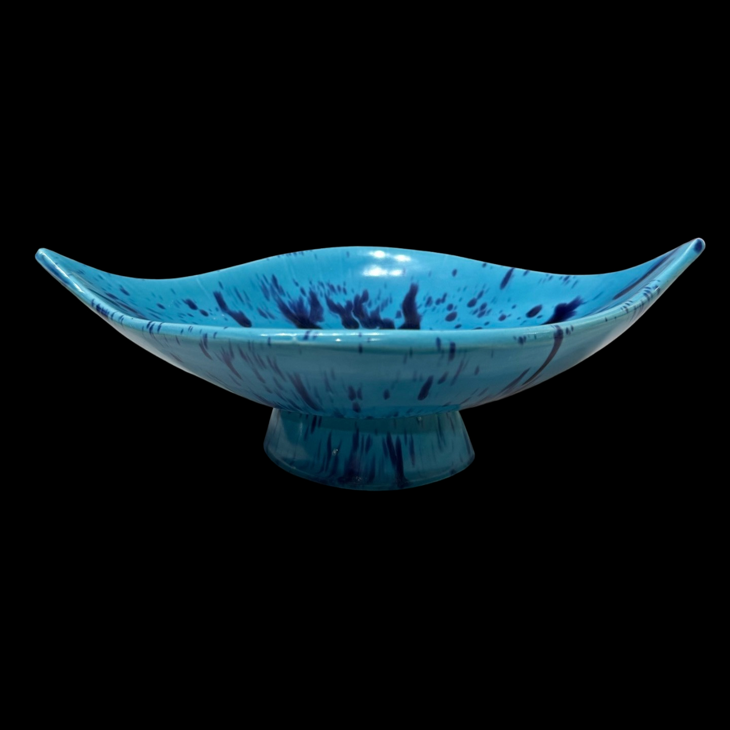 Splatter Pottery Footed Dish No Chips, Cracks Or Crazing 9”x3”