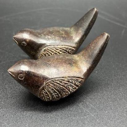 Pair of Solid Bronze Birds - Pottery Barn - Made in India 1.5" tall x 2 ...