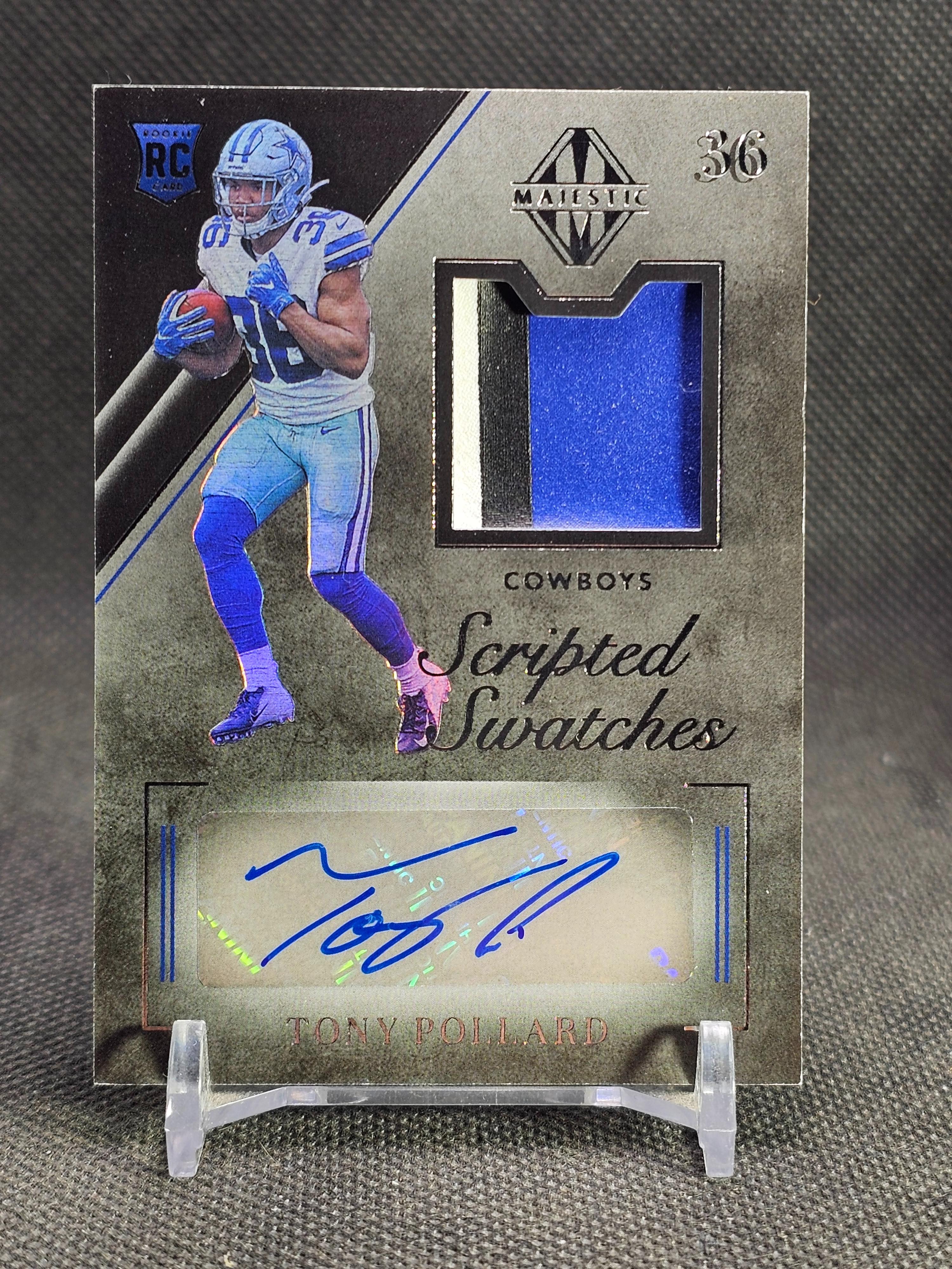 Tony Pollard 2019 Panini Majestic Scripted Swatches Rookie Patch Auto ...