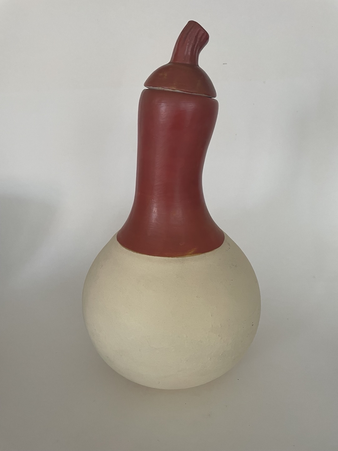 Vintage WELLER POTTERY Red GOURD WATER JUG With Lid