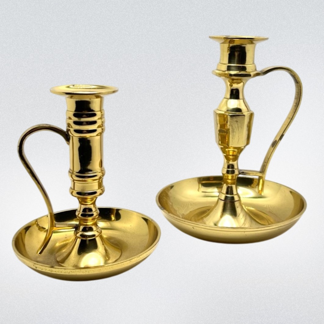 Pair Brass Candlestick Holders. Made in India. Two Different Styles ...