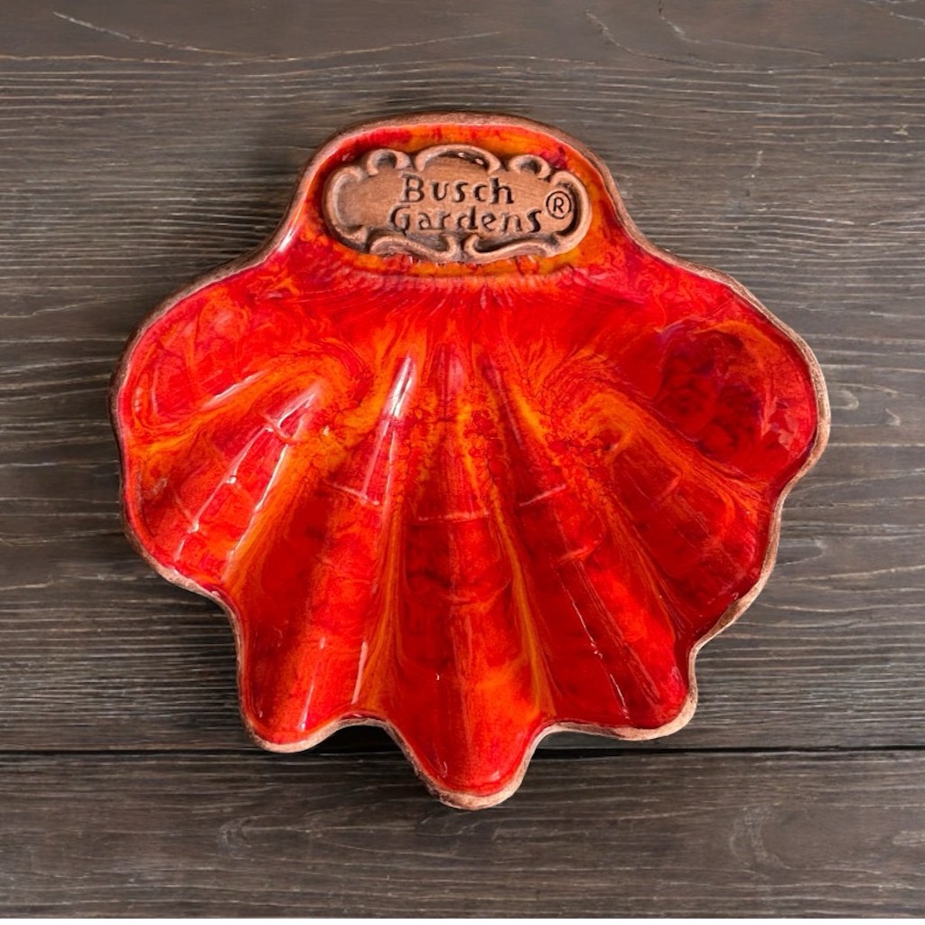 Vintage Treasure Craft ceramic clam shell volcanic lava red orange ...